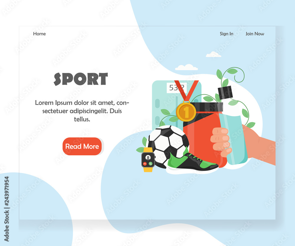 Vector sport website landing page design template Stock Vector | Adobe ...
