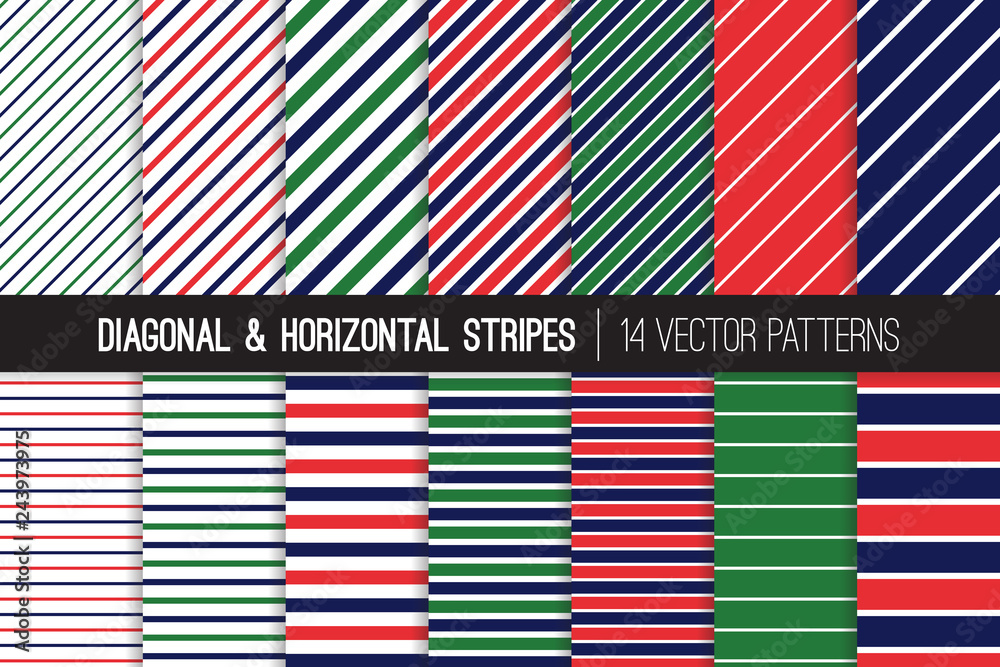 Navy Blue, Red and Green Diagonal and Horizontal Stripes Vector ...