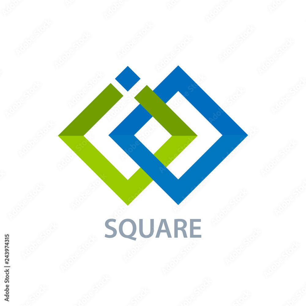 Two square line logo concept design. Symbol graphic template element ...