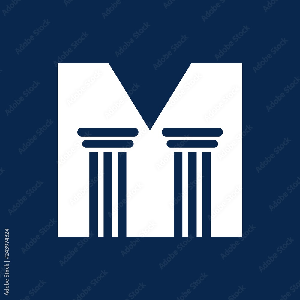 letter M and pillar vector logo. Stock Vector | Adobe Stock