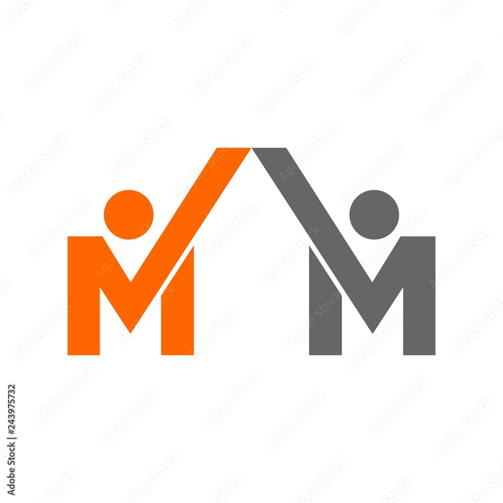 letter M and person symbol. vector logo. Stock Vector | Adobe Stock