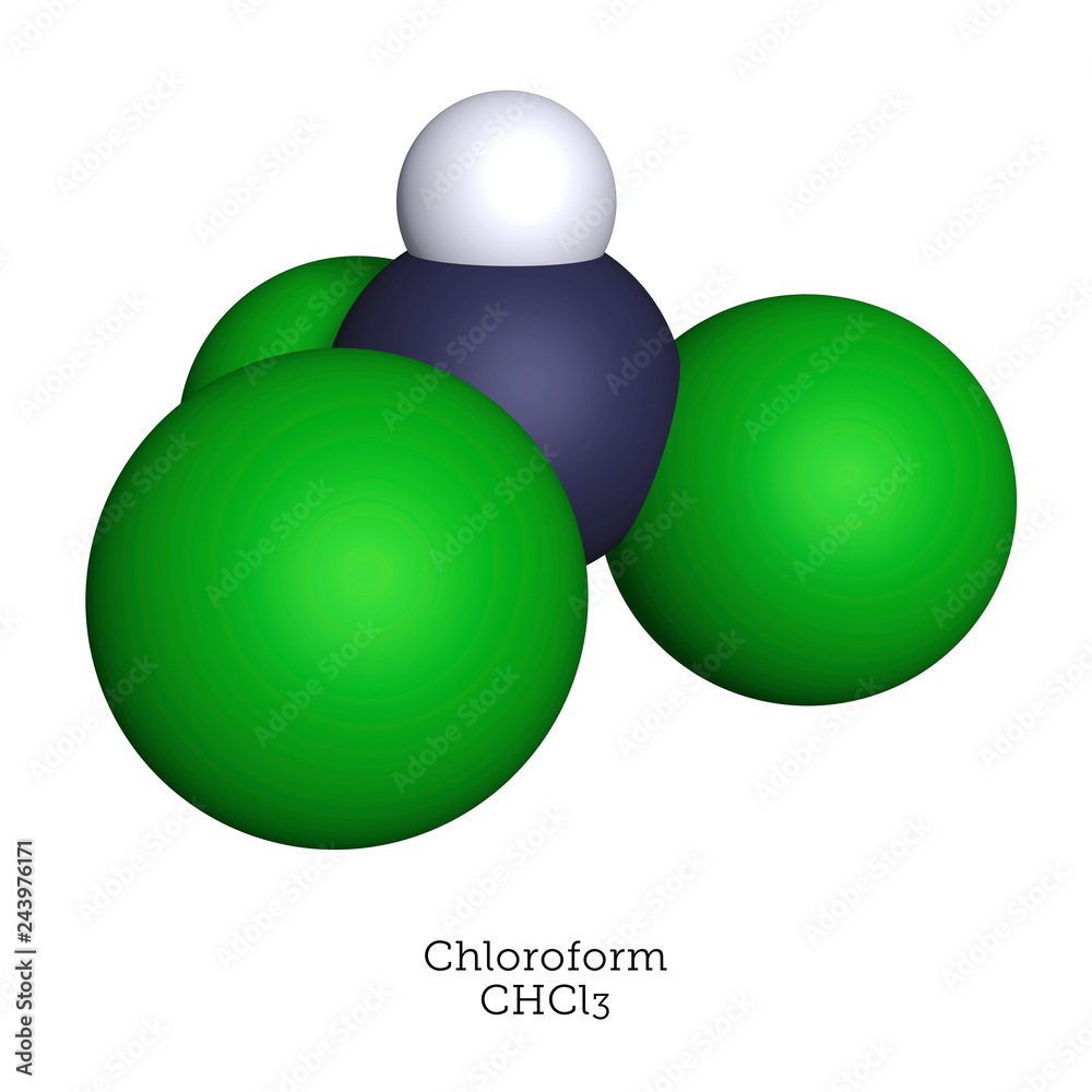 Chloroform space-filling molecular model Stock Illustration | Adobe Stock