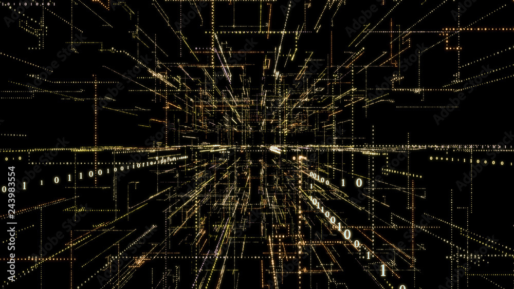 3D Smart digital binary code with futuristic smart technology ...