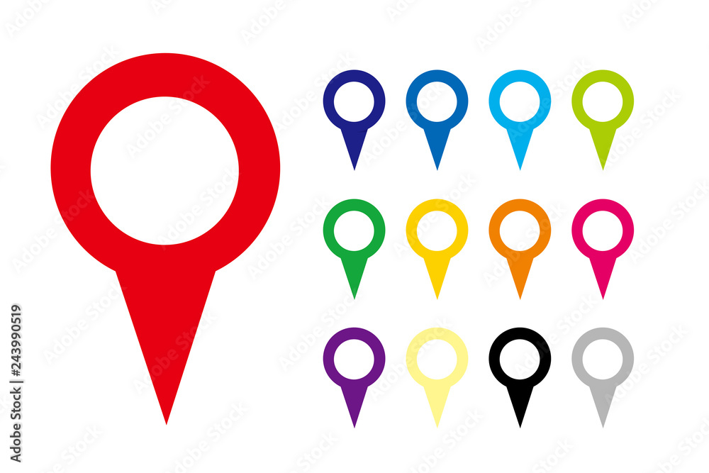 カラフルなマップピンのイラスト｜地図・ピン・目印・マーカー｜ベクターデータ Stock ベクター | Adobe Stock