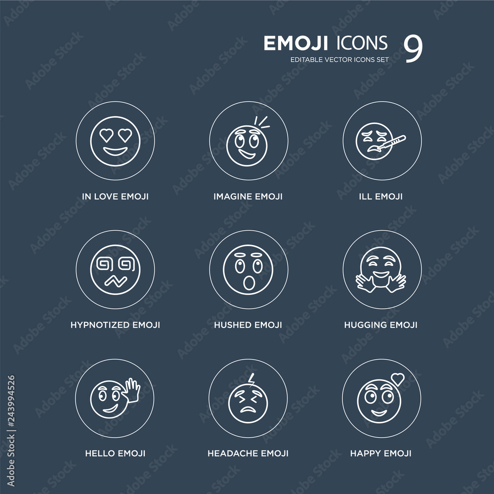 9 In love emoji, Imagine Hello Hugging Hushed Ill Hypnotized Headache ...