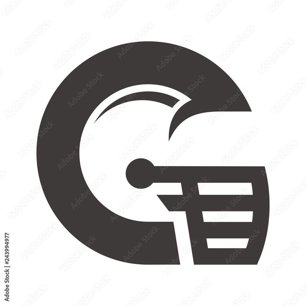 letter G and Helmet of Football America Symbol. vector logo. Stock ...