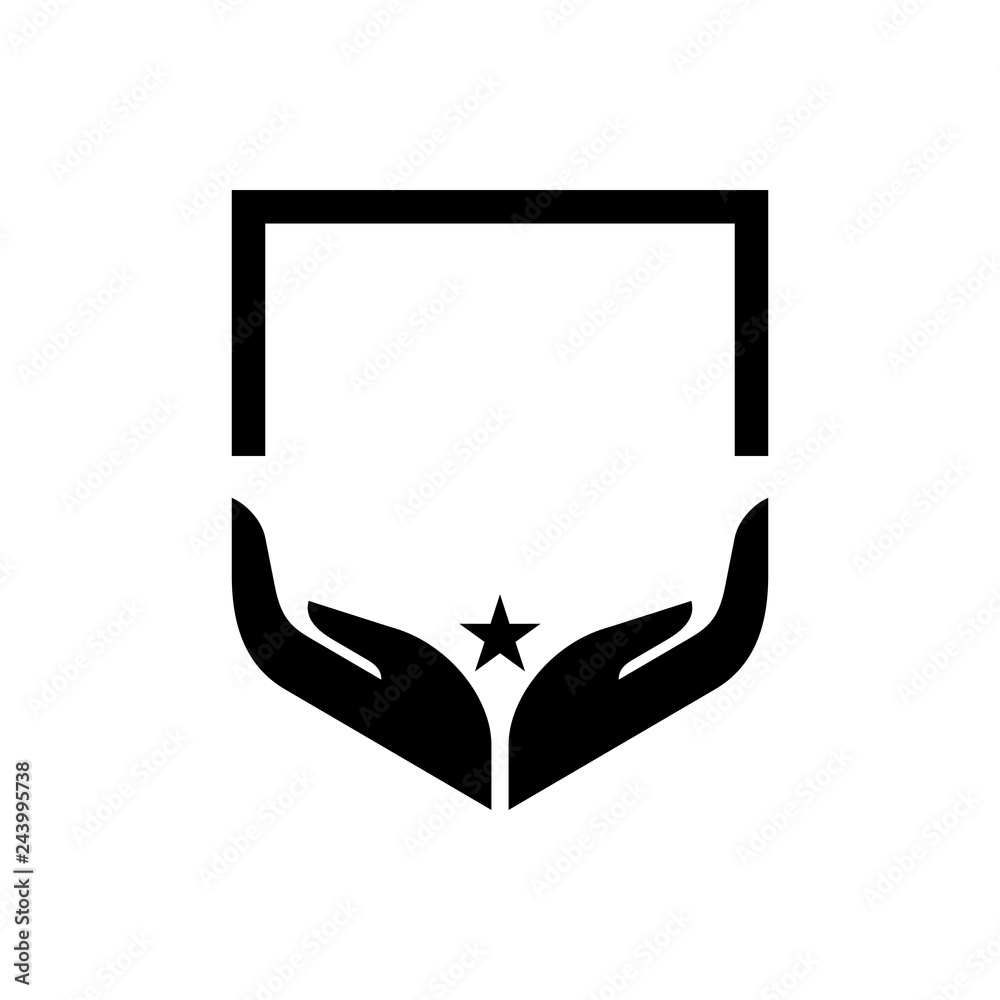 two hand shield logo Stock Vector | Adobe Stock
