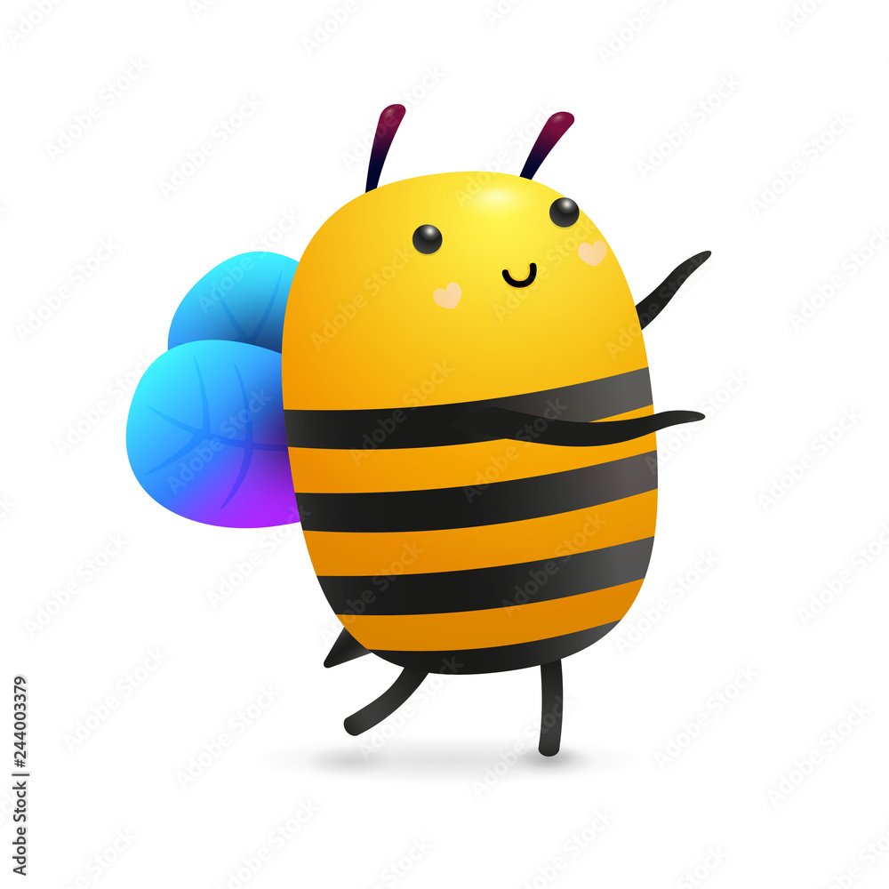 Dancing cartoon bee illustration. Blue wings, bee, dance. Cartoon ...