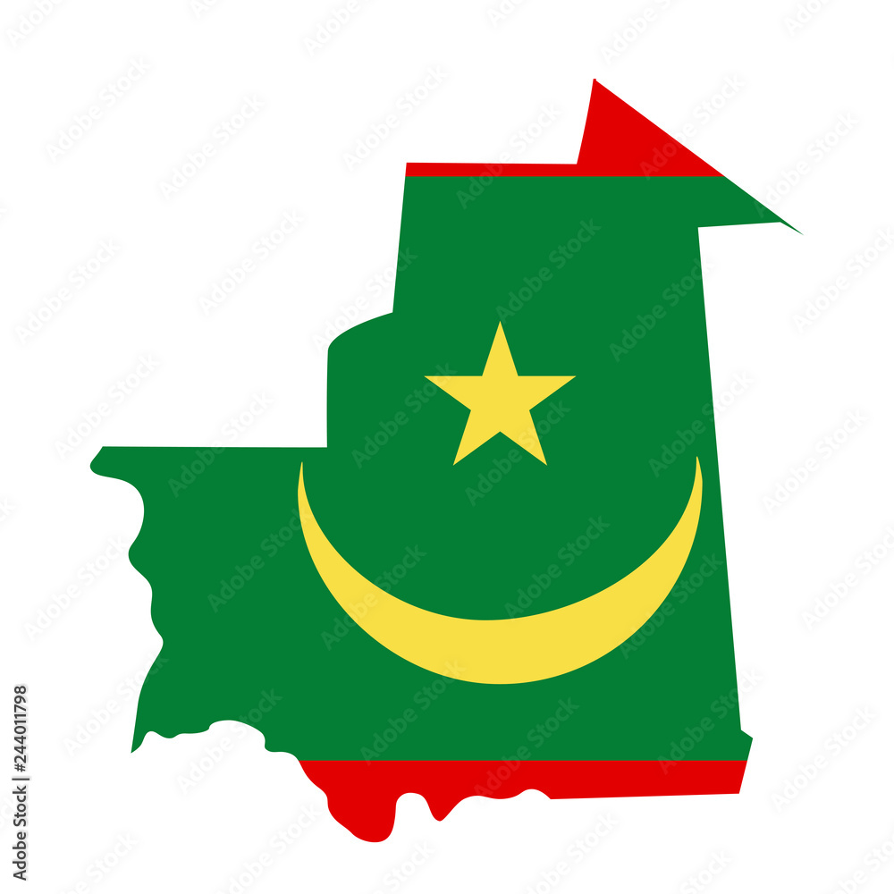 map of Mauritania - flag Stock Vector | Adobe Stock