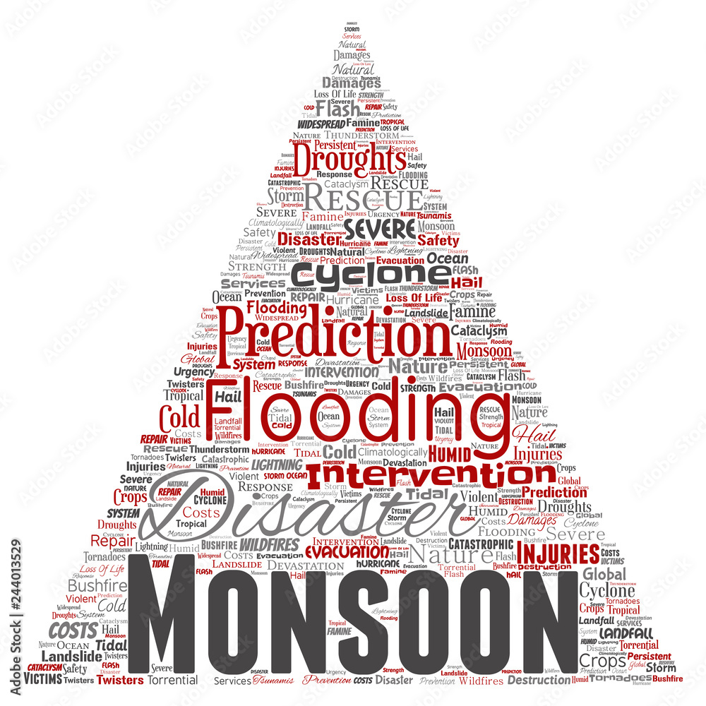 Vector conceptual monsoon dangerous weather triangle arrow meteorology ...