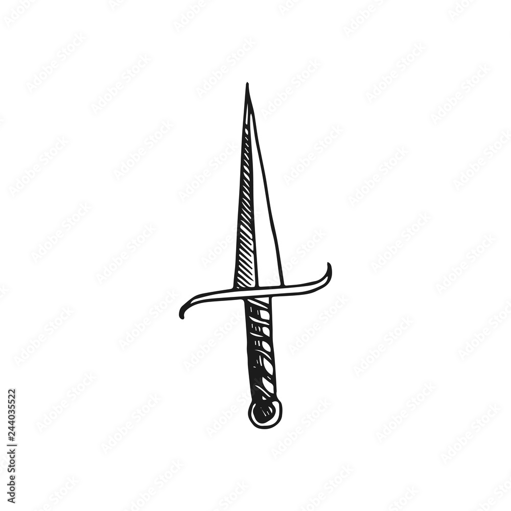 dagger vector doodle sketch isolated on white background Stock Vector ...