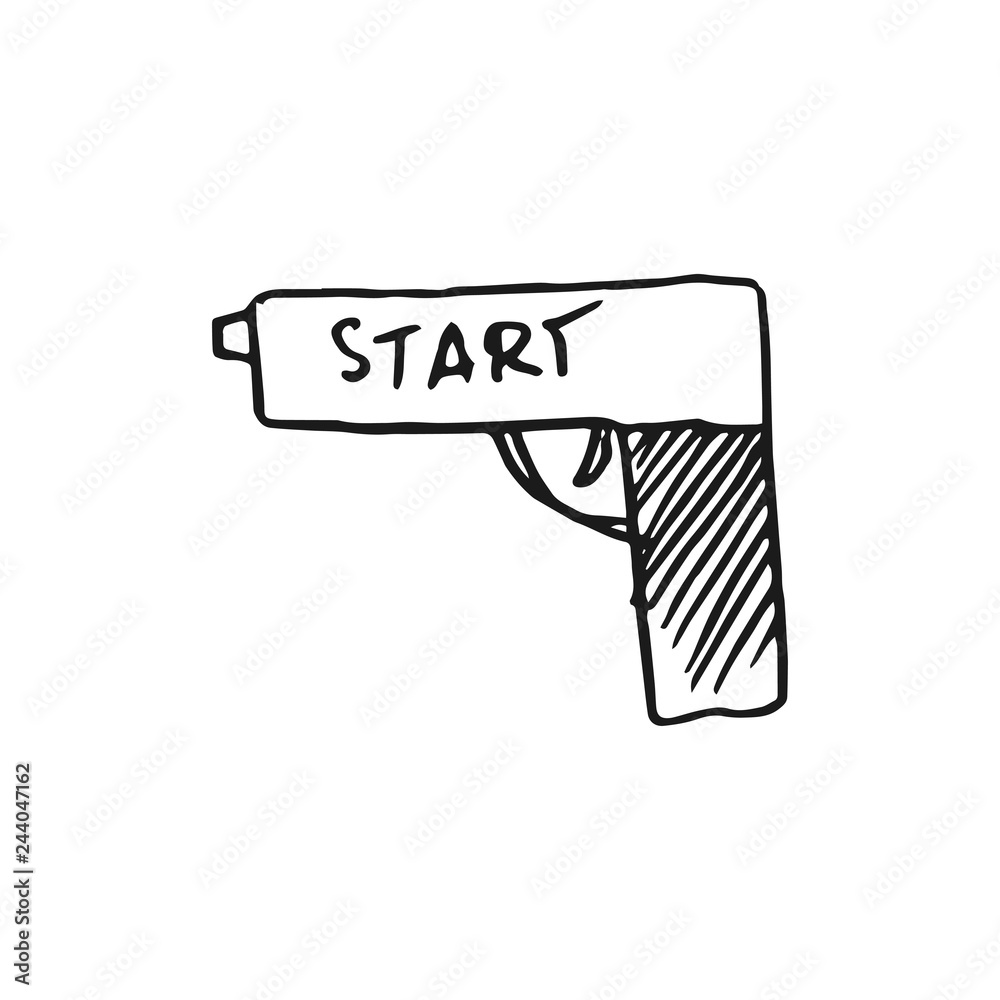 starting gun vector doodle sketch isolated on white background Stock ...