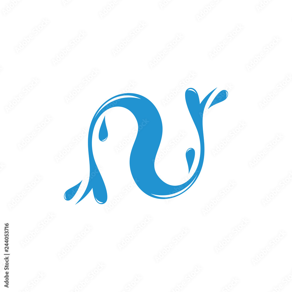 letter n curves motion water splash design logo vector Stock Vector ...