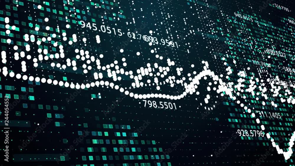 Animation of growing charts and flowing counters of numbers with ...