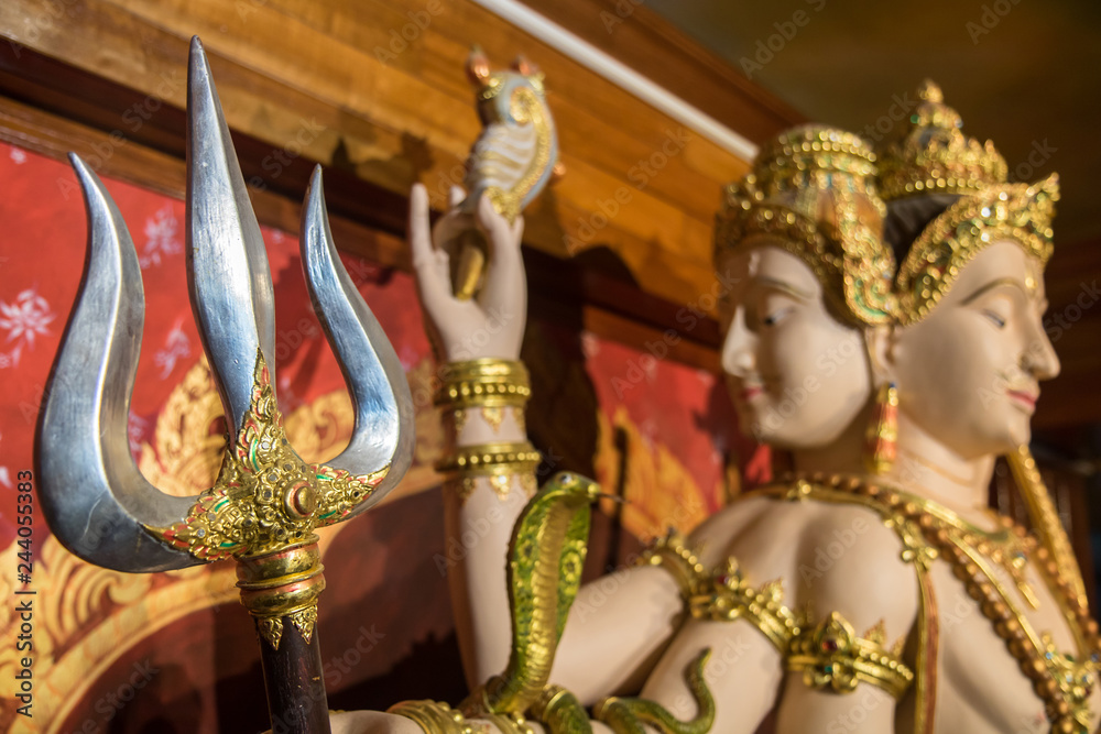 Hindu God Shiva sculpture in monastery, Thailand. Lord Shiva statue ...