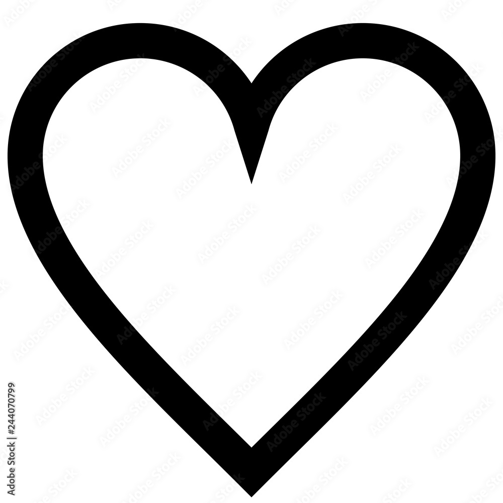 Heart symbol icon - black simple outlined, isolated - vector Stock ...