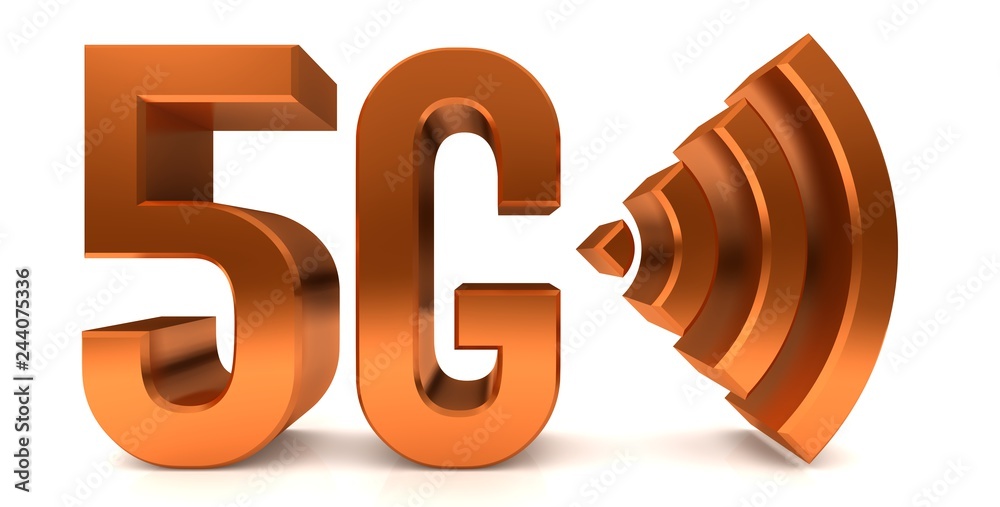 5g wireless communication standard sign 3d orange symbol icon isolated ...