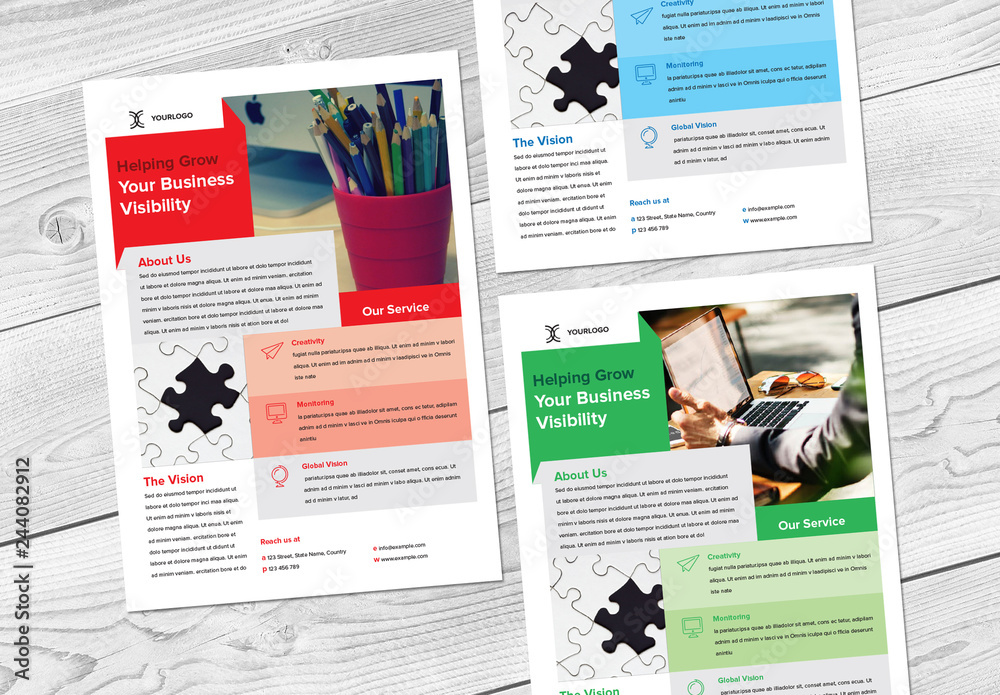 Flyer Layout with Rectangle Elements Stock Template | Adobe Stock