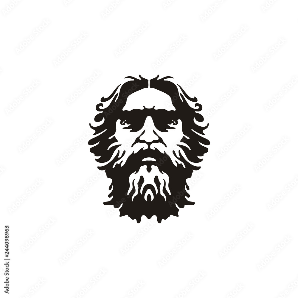 Greek Old Man Face like God Zeus Triton Neptune Philosopher with Beard ...