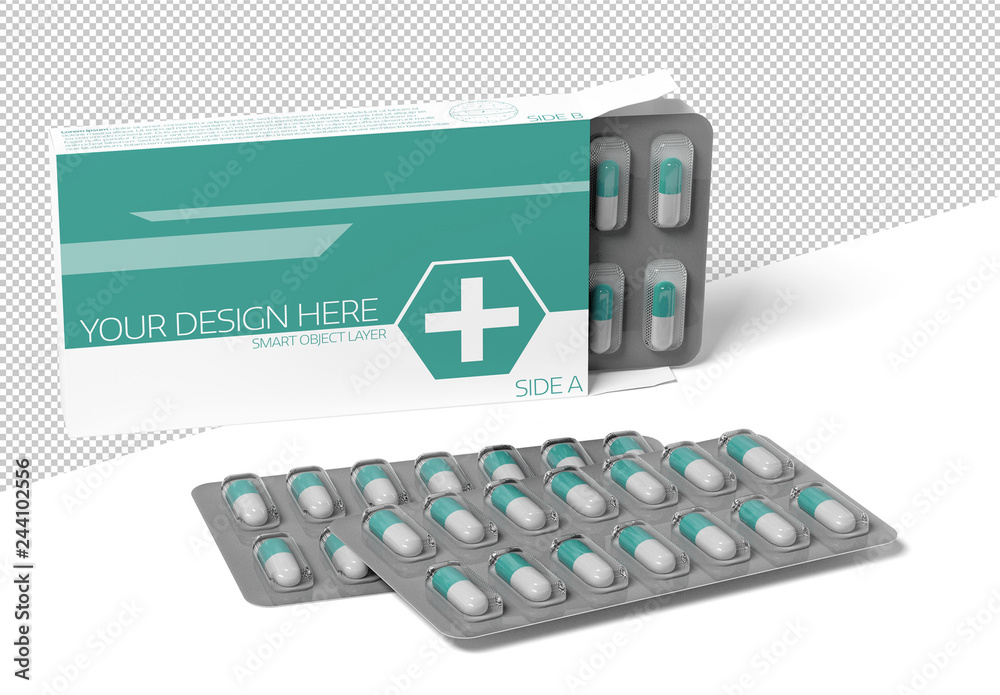 Pharmaceutical Packaging Mockup on White Stock Template | Adobe Stock