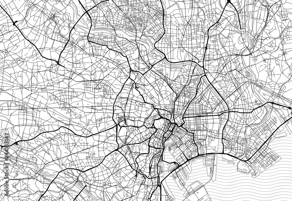 Area map of Tokyo, Japan Stock Vector | Adobe Stock