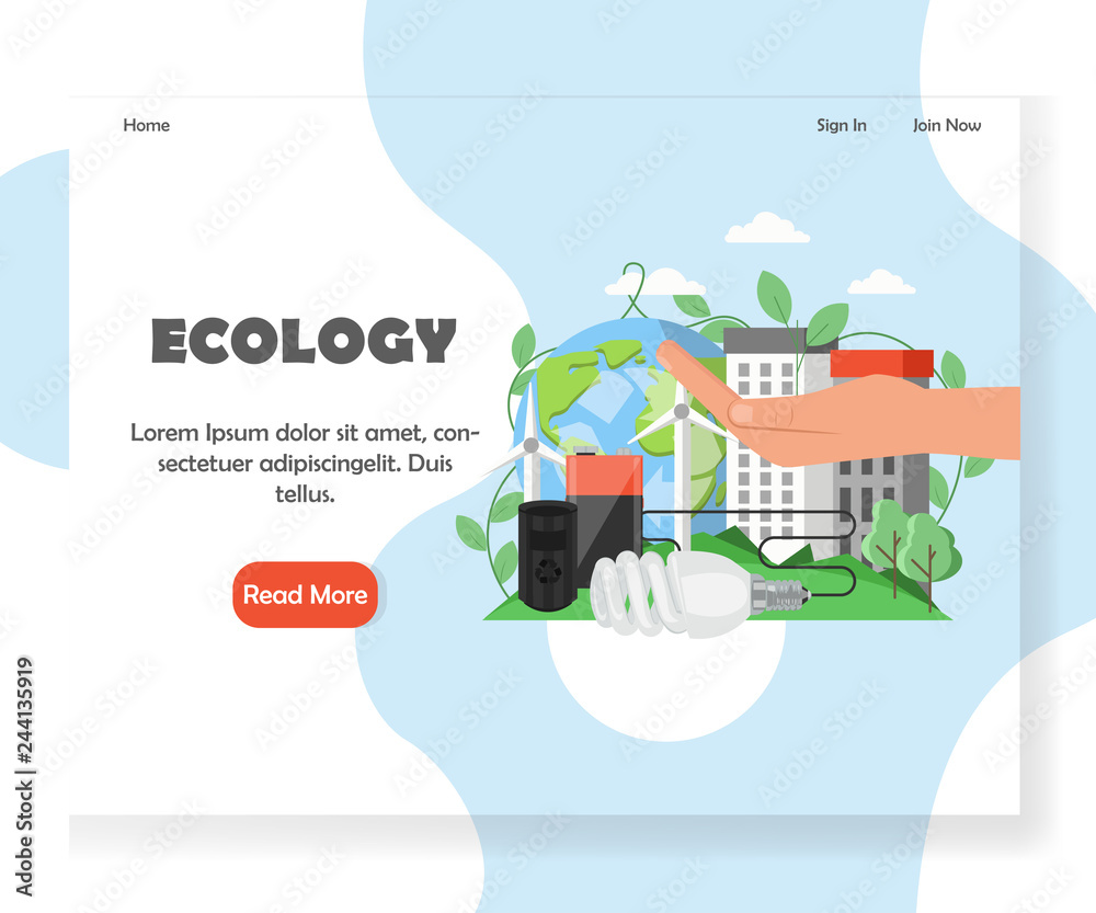 Ecology vector website landing page design template Stock Vector ...