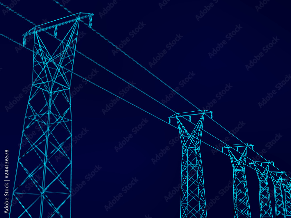 Electrical towers with wires Stock Vector | Adobe Stock