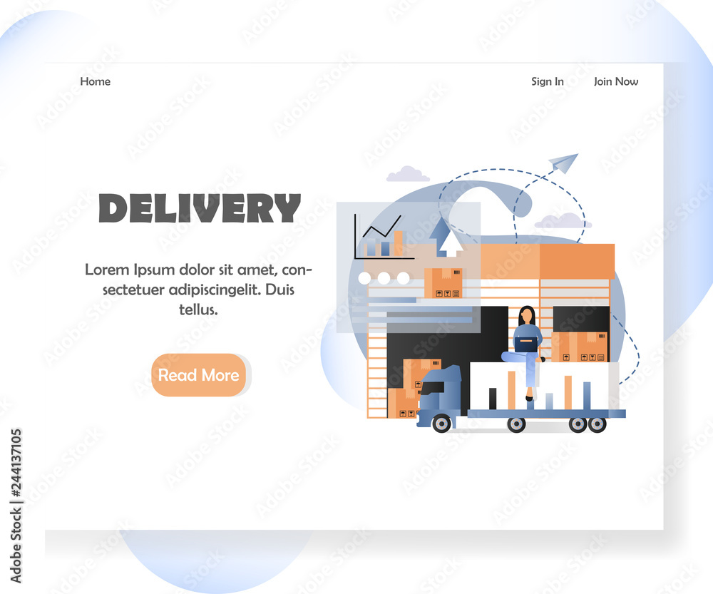 Delivery vector website landing page design template Stock Vector ...