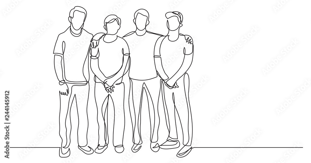 Friends Walking Together Drawing