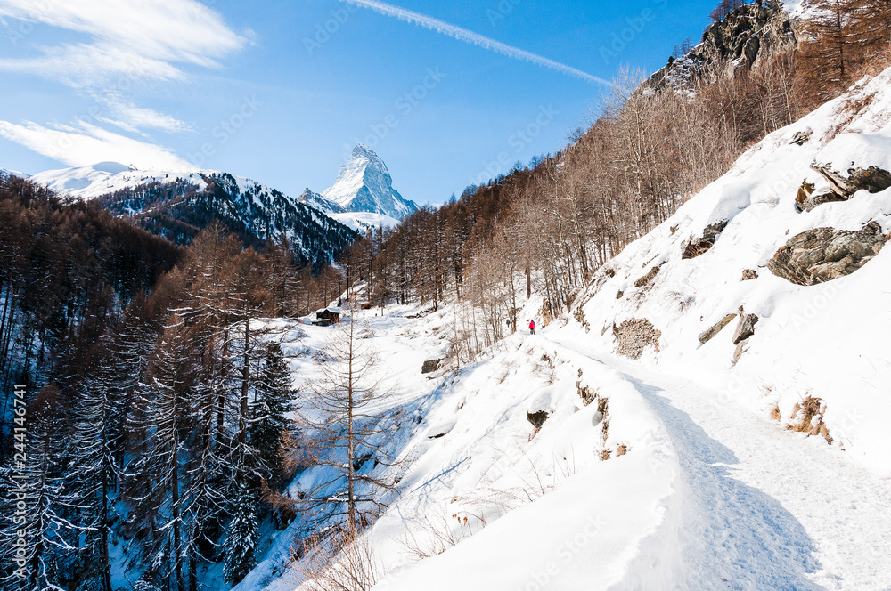 Zermatt, Furi, Zmutt, Wanderweg, Winterwanderung, Matterhorn, Alpen ...