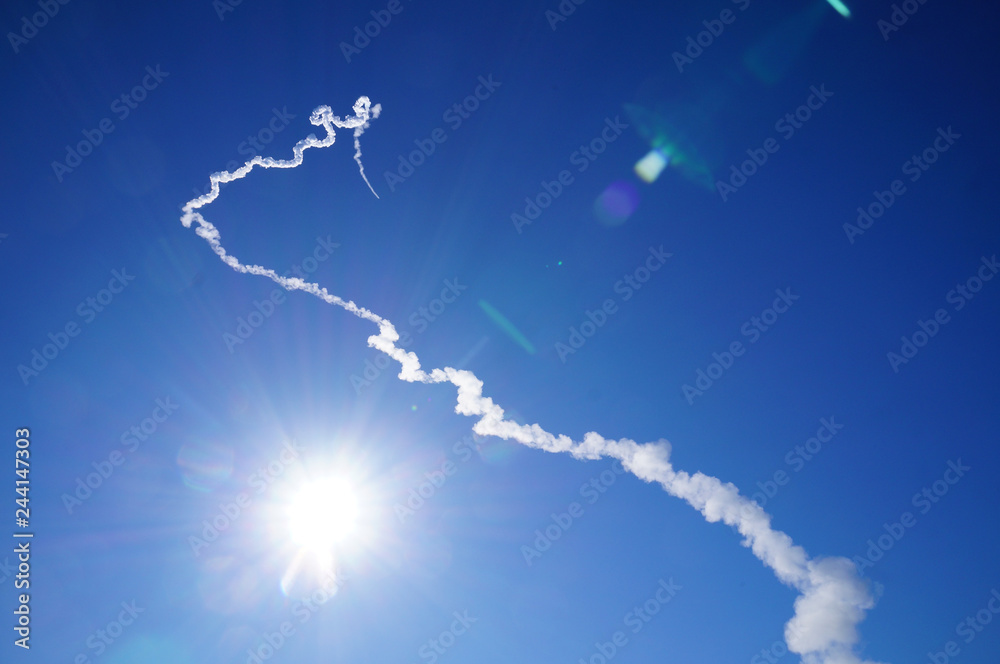 White cloud leaved by Epsilon rocket, launched from Uchinoura Space ...