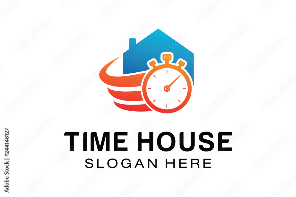 TIME HOUSE LOGO DESIGN TEMPLATE Stock Vector | Adobe Stock