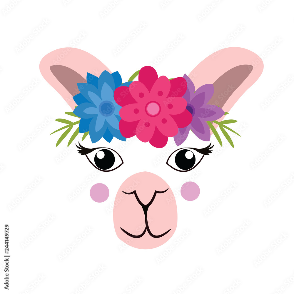 Llama face clipart Stock Vector | Adobe Stock