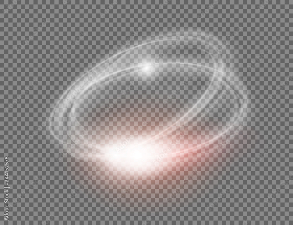 Circular flare transparent light effect. Abstract galaxy ellipse border ...