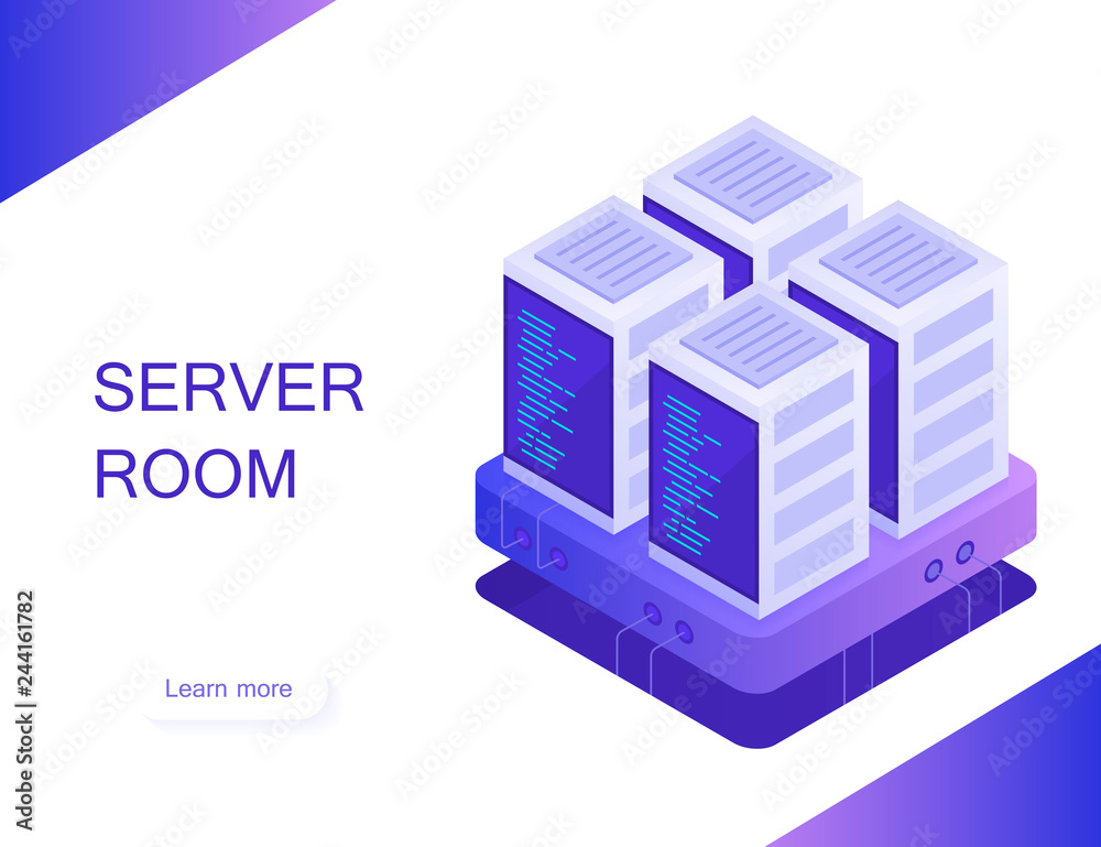 Concept of server room. Hosting with cloud data storage and server room ...