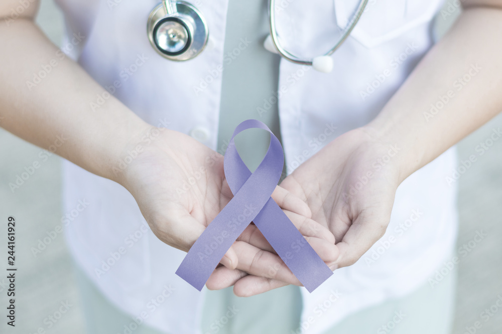 Periwinkle blue ribbon awareness in doctor hand for Acid Reflux (GERD ...