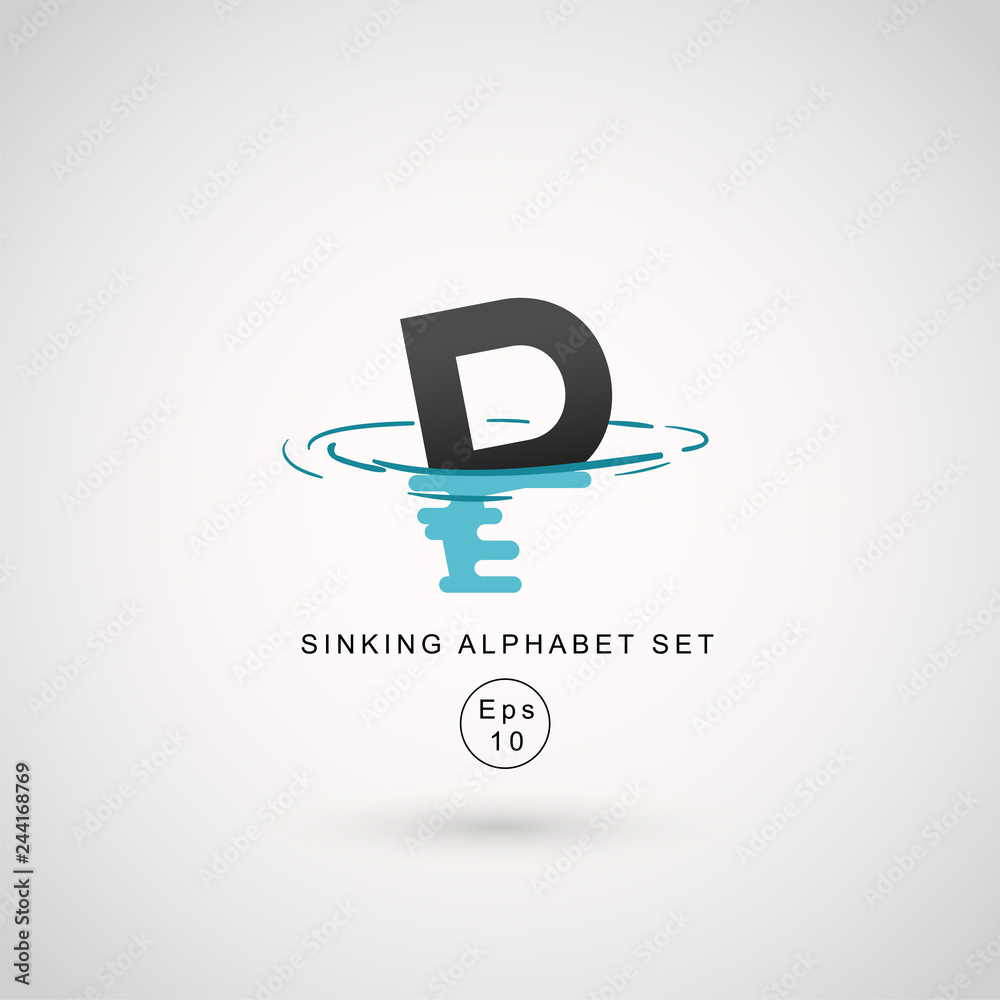 Typography design with water ripple effect isolated on white background ...