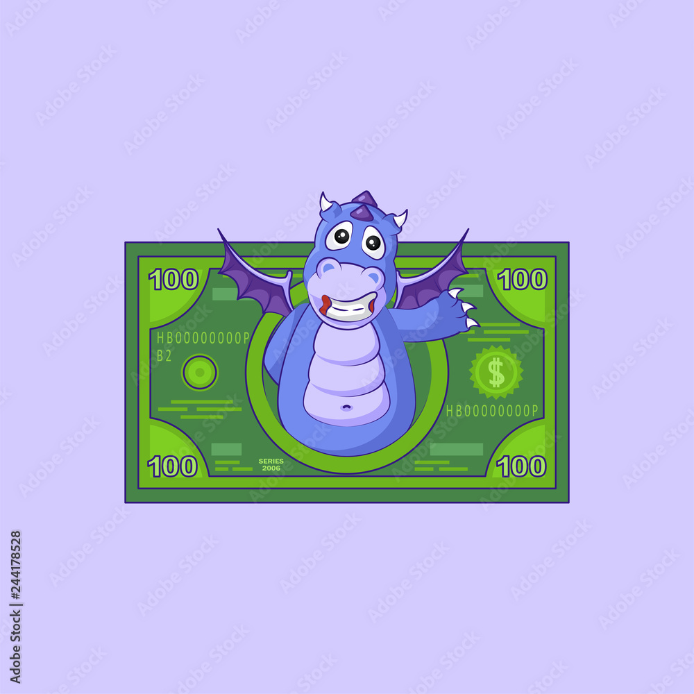 dragon sticker emoticon money profit dollar Stock Vector | Adobe Stock