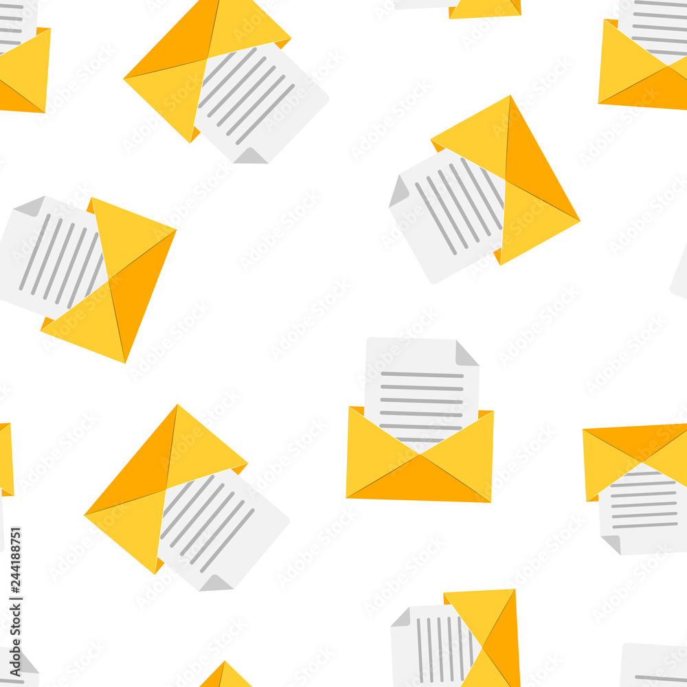 Mail envelope icon seamless pattern background. Email message vector ...
