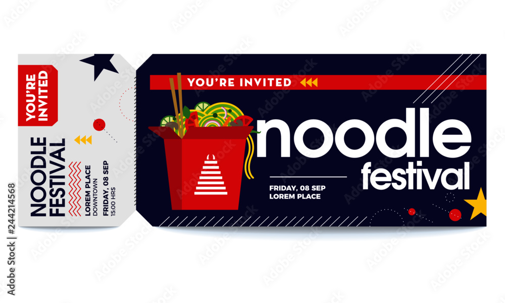 Chinese Take away Fast Food Noodle in Oriental Box Container Vector ...