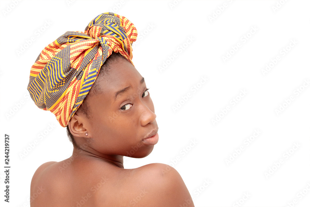 beautiful face young african in communication Stock Photo | Adobe Stock
