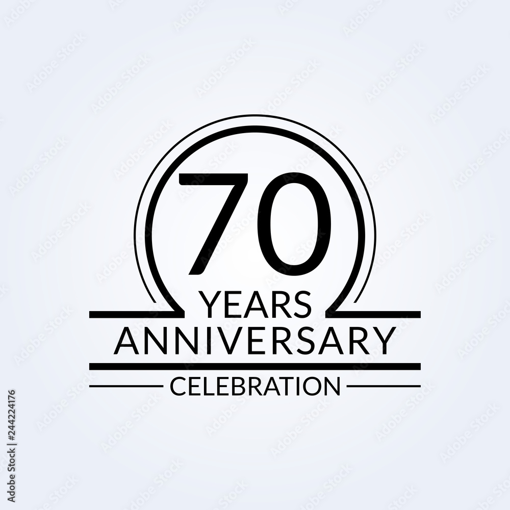 70 years anniversary logo. 70th Birthday celebration icon. Party ...
