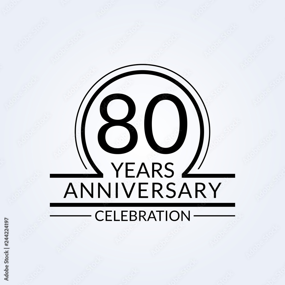 80 years anniversary logo. 80th Birthday celebration icon. Party ...