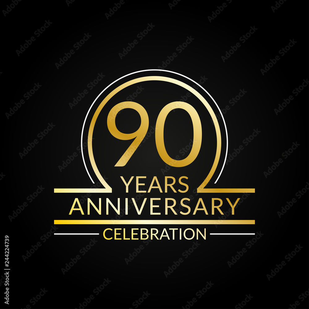 90 years anniversary logo. 90th Birthday celebration icon. Party ...