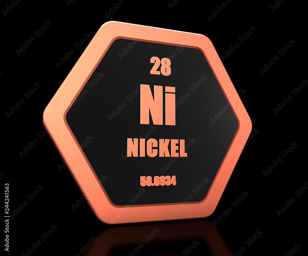 Nickel chemical element periodic table symbol 3d render Stock ...