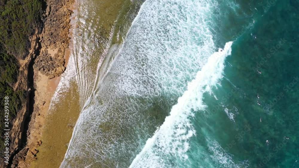 Vidéo Stock Smooth 4K stationary footage of surfers and wave action at ...
