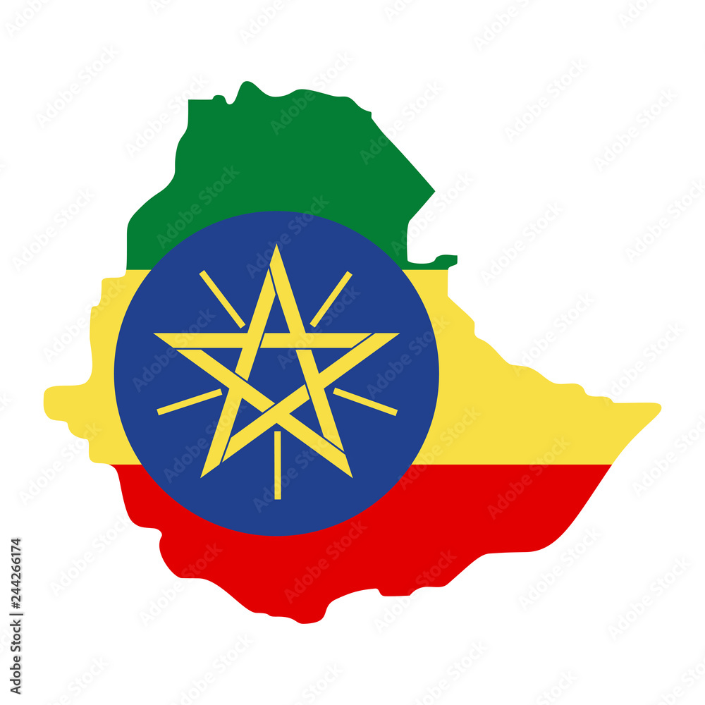map of Ethiopia - flag Stock Illustration | Adobe Stock