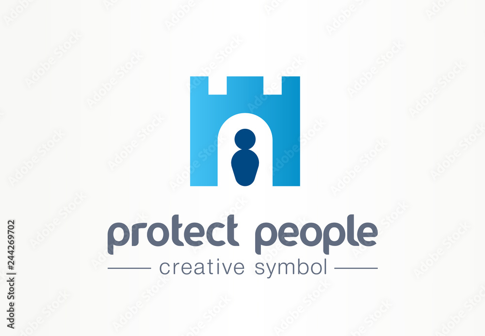 Protect people creative symbol concept. Human shield, body guard ...