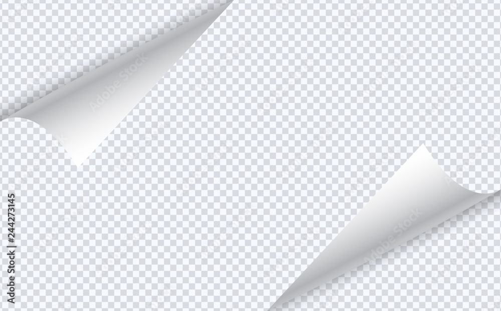 3D realistic white paper corner with shadow on transparent background ...