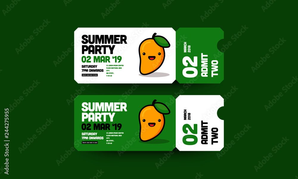 Summer Mango Party Invitation Design with Where and When Details Stock ...